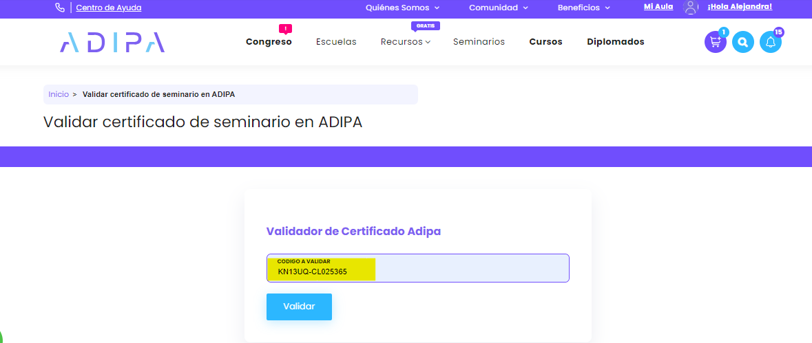 ¿Cómo puedo verificar la validez de mi certificado de mi seminario ...